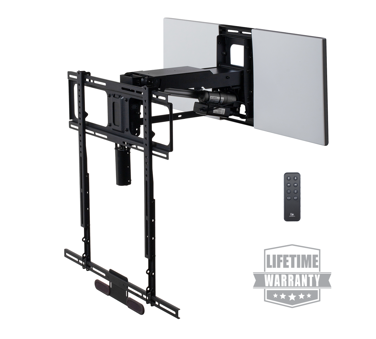 MM815 Motorized Drop Down & Swivel Above Fireplace TV Mount