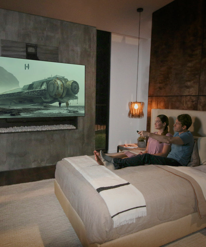 MM815 Motorized Drop Down & Swivel Above Fireplace TV Mount